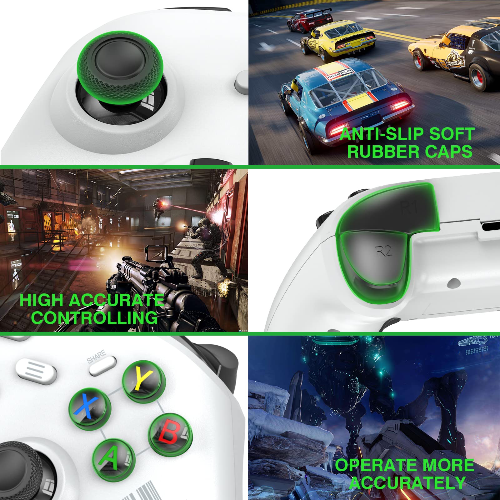 ABTKN Wireless Controller Compatible with Xbox One, Replacement for Xbox Series X|S and PC Windows 7/8/10/11 (Light White)