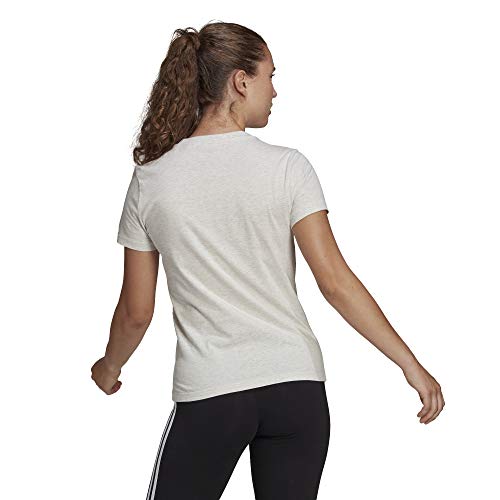 adidas womens Linear T-Shirt Off White Melange/White Medium