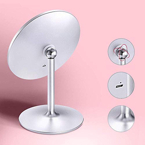 KXA Lighted Makeup Mirror, 21 LED Cosmetic Mirror Touch Screen Dimming 360° Rotation with Stand Charging Vanity Mirror USB Charging with Lithium Battery
