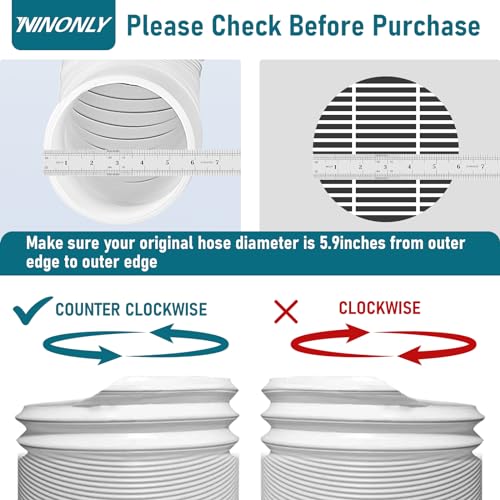 5.9 Inch Portable Air Conditioner Hose - Portable AC Hose with 79" Length Anti-Clockwise Thread, Universal AC Exhaust Hose Air Conditioner Parts Accessories