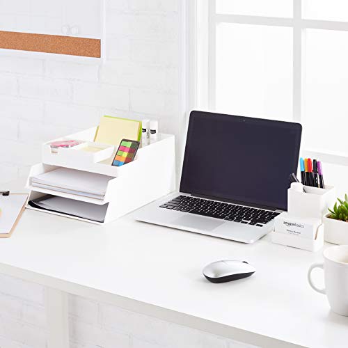 Amazon Basics Plastic Desk Organizer - Pen Cup, White