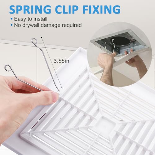 97011723 Bathroom Ceiling Fan Grille with Springs Replacement Parts for Square Ceiling or Wall-Mount Exhaust Fan Fits Models 663,670,671,675,688,689 Ventilation Fan - Plastic Cover White