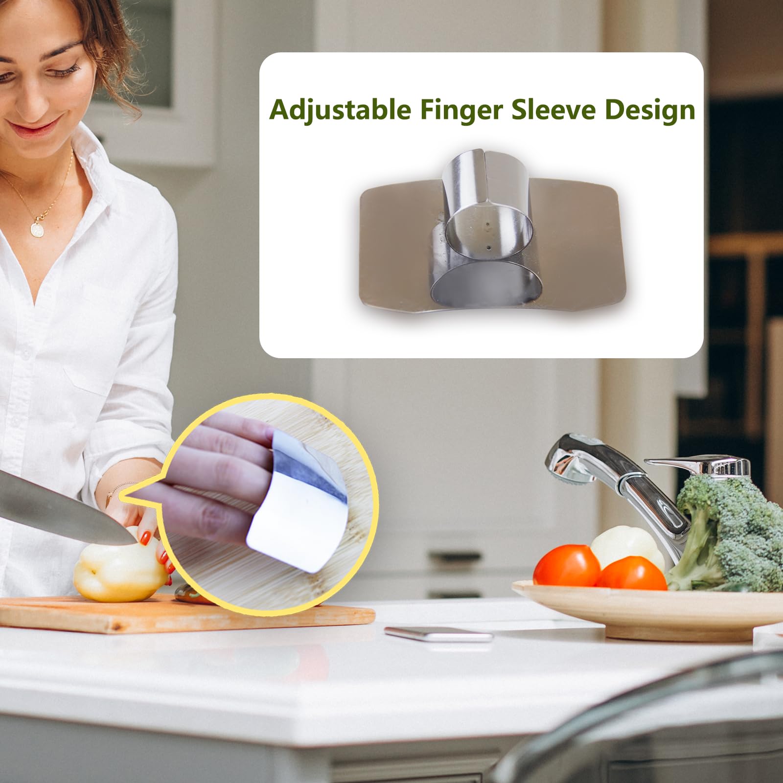 Abvsdu 6 Pcs Finger Guards For Cutting Food, Finger Protector For Cutting Food Slicing Dicing Chopping Vegatables Kitchen Tool Knife Shields Guards Avoid Hurting To Avoid Hurting By The Knife
