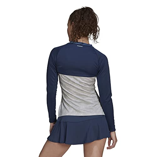 adidas womens Match Shrug PB Long Sleeve Tee Crew Navy/Alumina Small