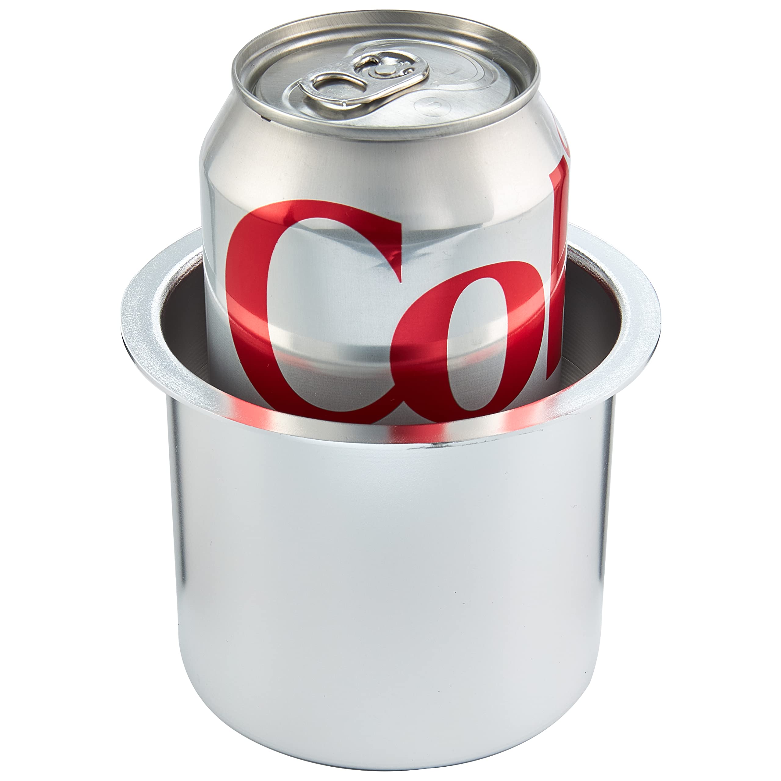 Brybelly Poker Table Cup Holder Inserts - Durable and Rust-Proof, Drop-in Table Cup Holder for 3.375" Hole - 3" Deep with 3.25" Inside Diameter - Vivid Silver Aluminium, Pack of 1