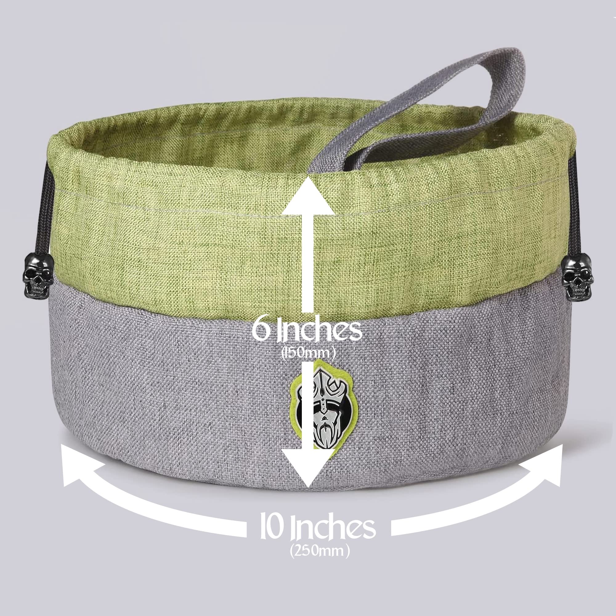 CardKingPro Monstrous - Dice Bag with 8 Pockets - Gray/Green - Huge Capacity 500+ Dice - Great for Dice Hoarders