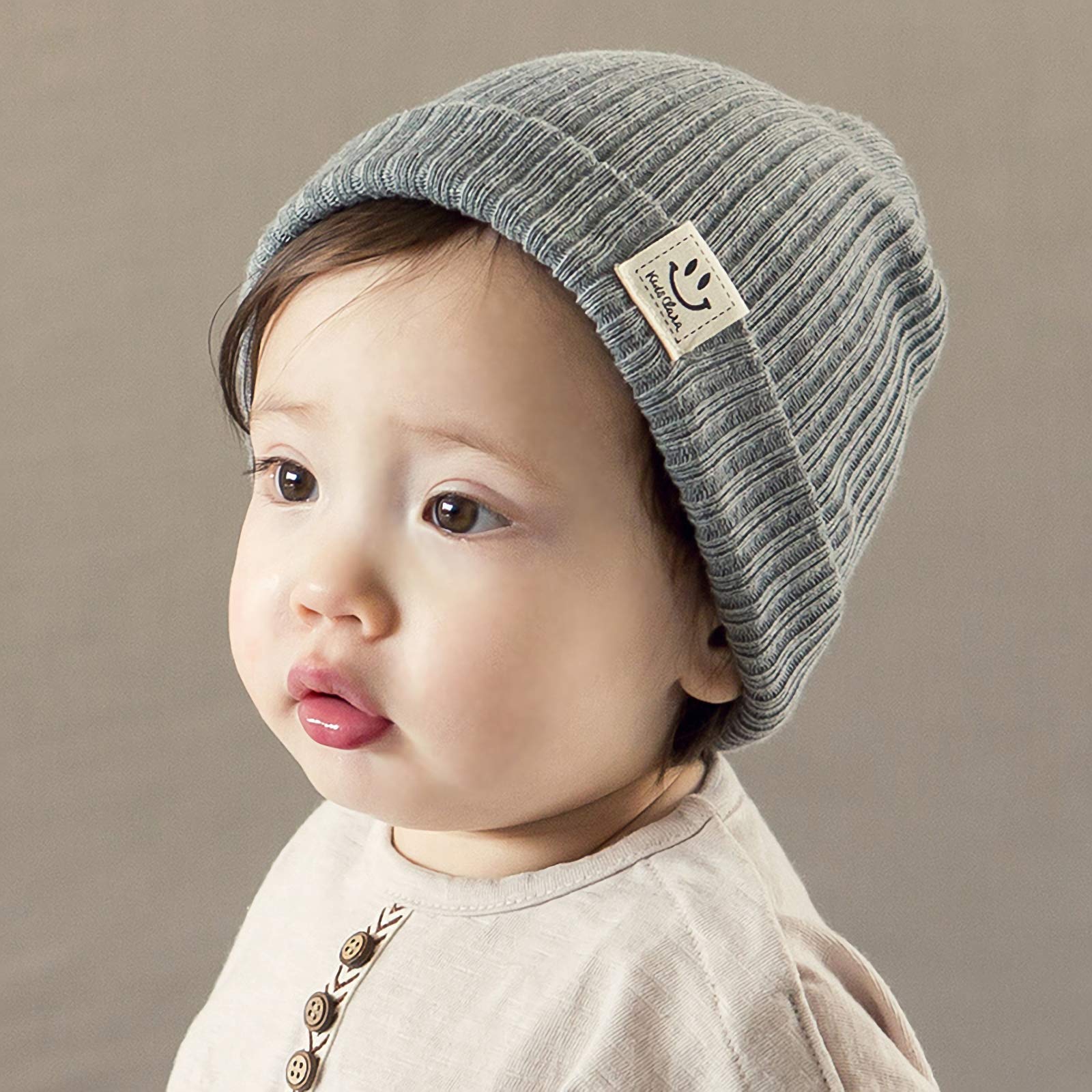 Kingrol 3 Pack Baby Knitted Beanie Hats, Cute Soft Warm Knit Caps for Baby, Girls and Boys, 0-3 Years