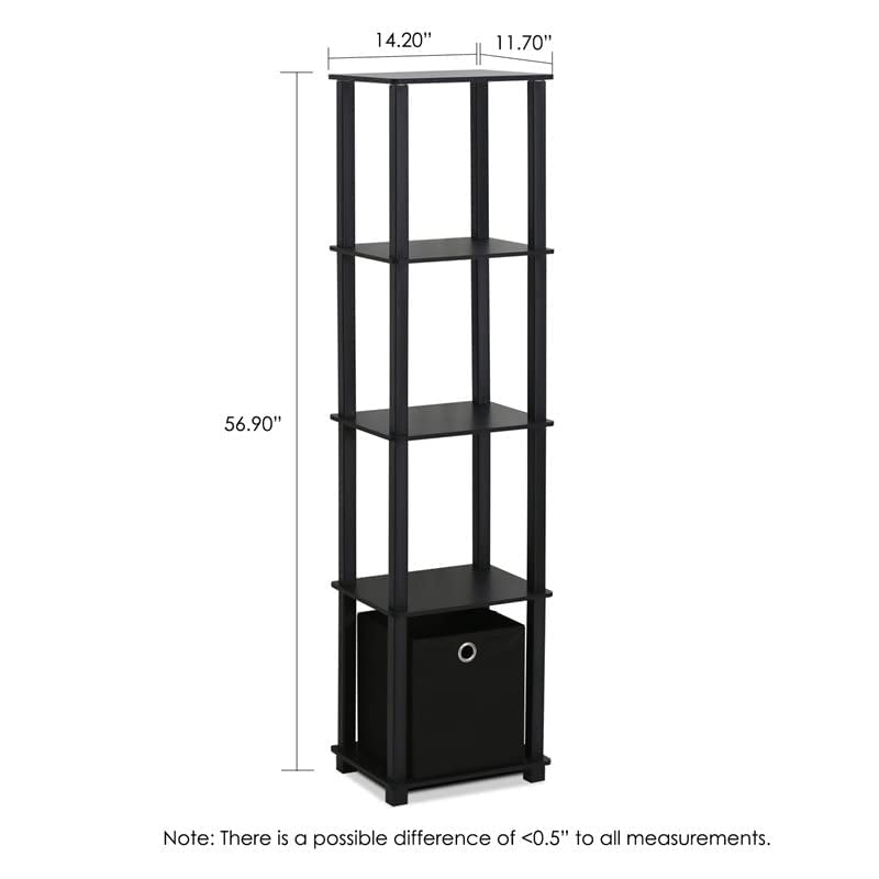 FURINNO Decorative Shelf With Bin, Black
