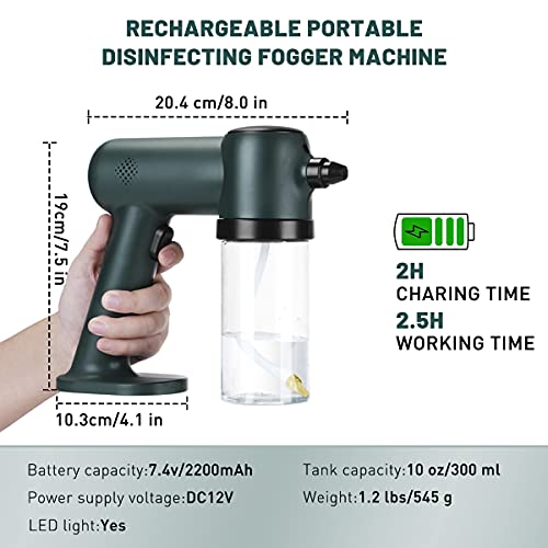 AICase Disinfectant Mist Gun, Electrostatic Nano Atomizer, Rechargeable Cordless ULV Sprayer, Handheld Fogger Spray Machine, Electric Disinfecting Mist Steam Gun for Home, Office, Car, Bathroom, Pest