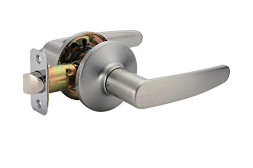 Amazon Basics Straight Door Lever, Passage, Satin Nickel