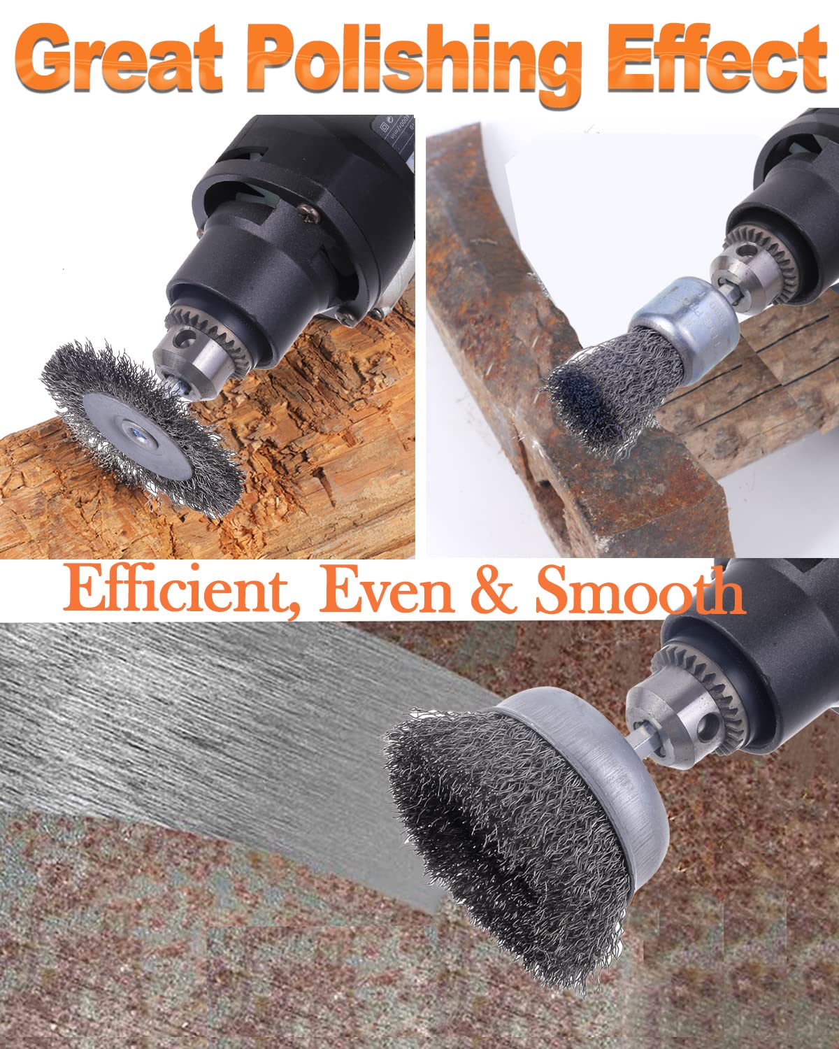 Rocaris 40 Pack Carbon Steel Wire Wheel Brush with 1/4-Inch Hex Shank, Cup Brush, Wheel Brush, Pen Brush Set, for Rust Removal, Corrosion and Scrub Surfaces