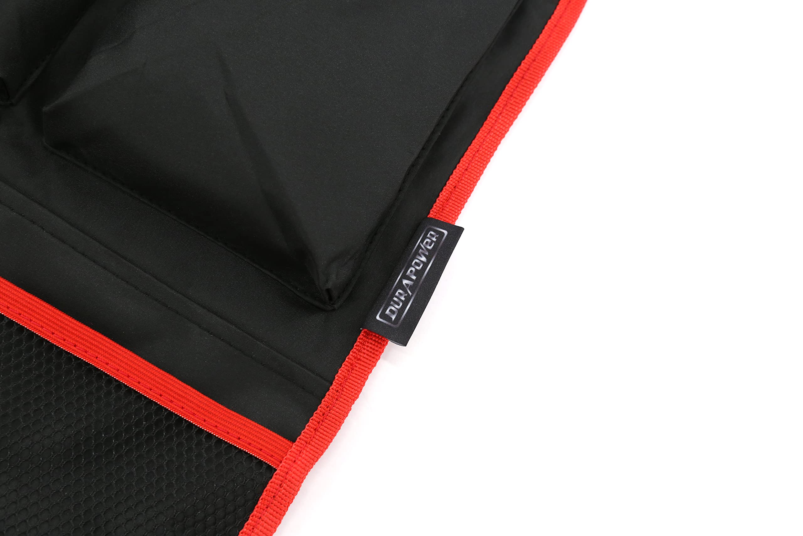 Durapower AM25-1625-GM Premium Backseat Organizer for Kids,Waterproof and Stain Resistant Kick Mats Back Seat Protector, Durable Backseat Car Organizer with Large Storage, Kick Mat, Black Red