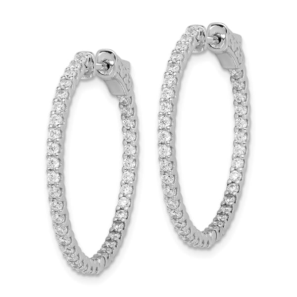 925 Sterling Silver 3.75mm Cubic Zirconia CZ Round Hinged Hoop Earrings