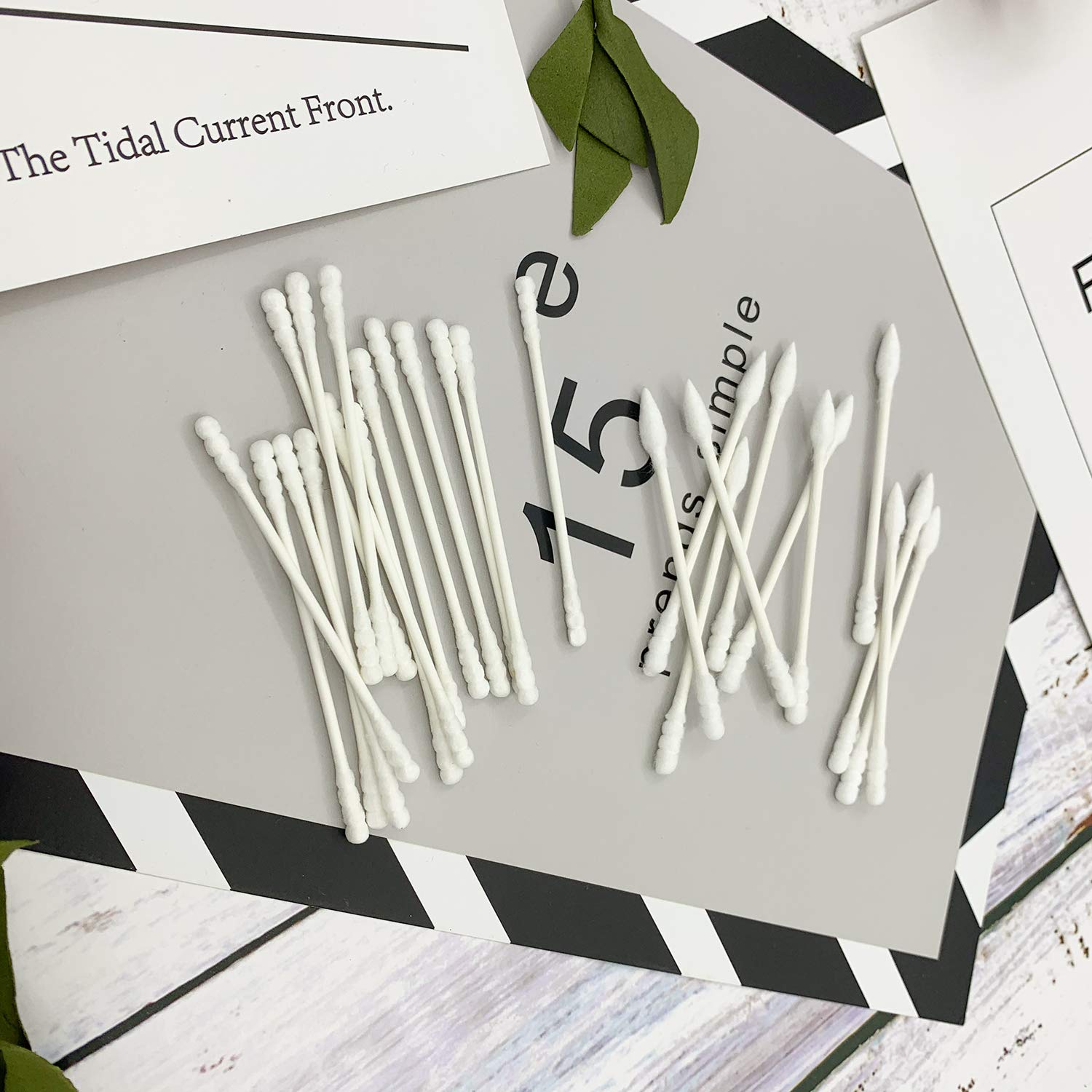 800pcs Cotton Swabs, Double Tipped Cotton Buds with Paper Stick, 4 Packs of 200 Pieces, Pointed Shape