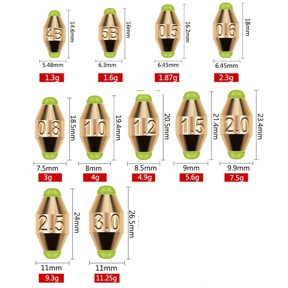 50 Pack Quick Drop Underwater Copper Fishing Sinks 1.8g 3.5g 5g 7g 10g Counterweight Oval Brass Split Rig Accessory Tool (Color : Size 3.0)