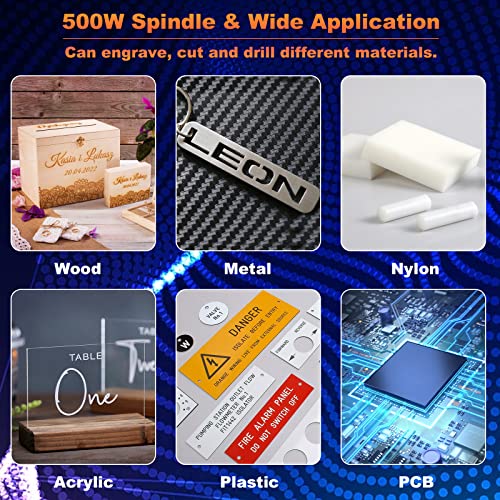 500W CNC Router Machine, 4540 CNC Machine for Metal, 3-Axis Stainless Steel Engraving Milling Machine for Carving Cutting Wood Acrylic PCB MDF Nylon, Working Area 430x390x90mm (16.9x15.4x3.5β)