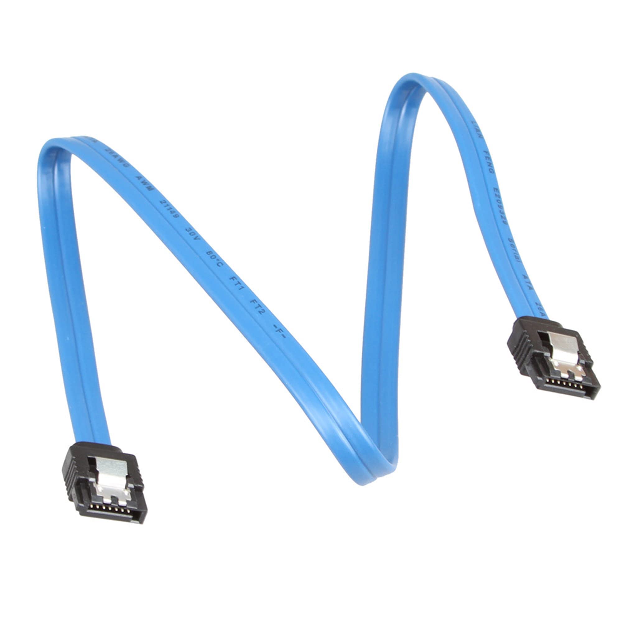 LIANSHU 6Pack Straight SATA III Cable 6.0 Gbps L=24 Inches 6 Gbps Data (6Pack Blue)
