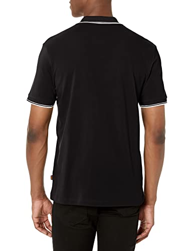 BOSS Men's Center Logo Pique Cotton Polo Shirt, Black Tar, Small