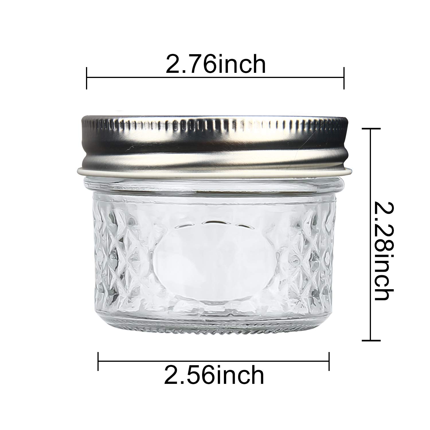 Accguan Mini Mason Glass Canning Jars,4 OZ Jelly Jars With Regular Lids(Silver,Ideal for Honey,Jam,Wedding Favors,Shower Favors,Small Pice Jars 40 PACK