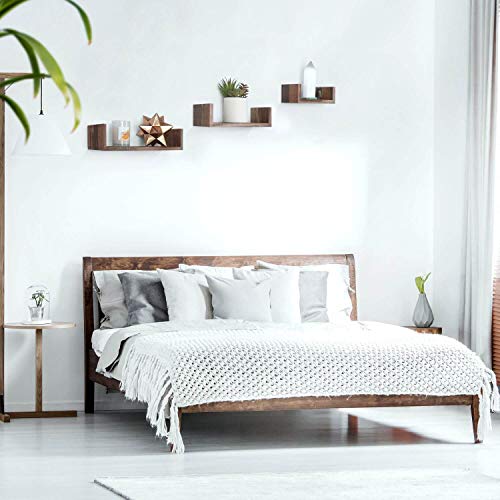 Under.Stated U Shaped Floating Wall Shelves - Rustic MDF with PVC Wall Mounted Display Rack | Multi-Purpose Hanging Shelves Set of 3 (Rustic Brown)