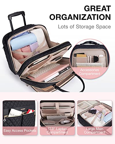 BAGSMART Rolling Laptop Bag Women, Rolling Briefcase for Women, 17.3 Inch with Wheels Computer Bag Rolling Laptop Case for Work Travel Business