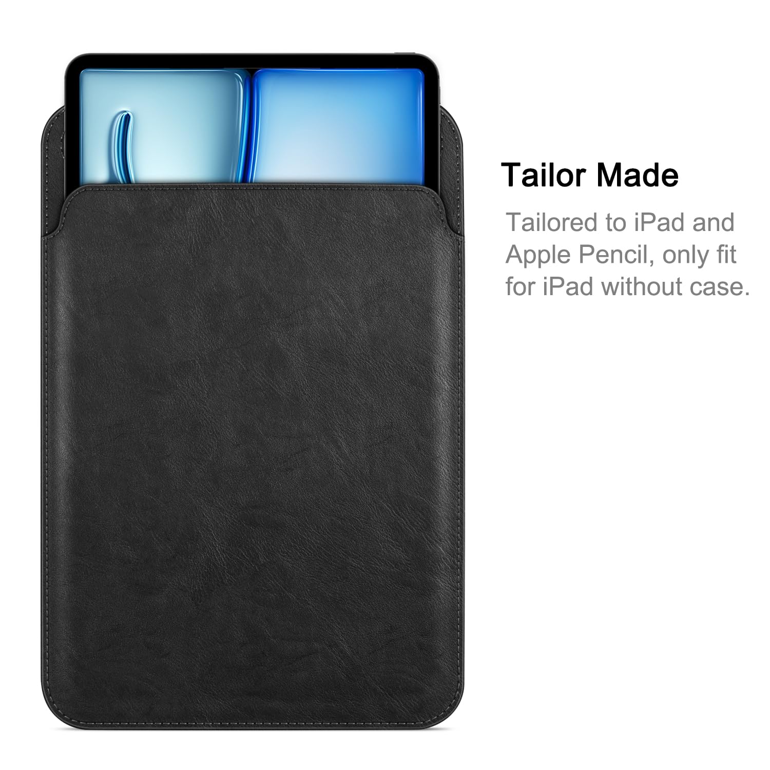 Fintie Sleeve with Pencil Holder for iPad Air 11 & Air 5/4, iPad 10th Gen / 9th Gen/Pro 11-inch, Slim Fit Vegan Leather Protective Cover Carrying Case Bag, Black