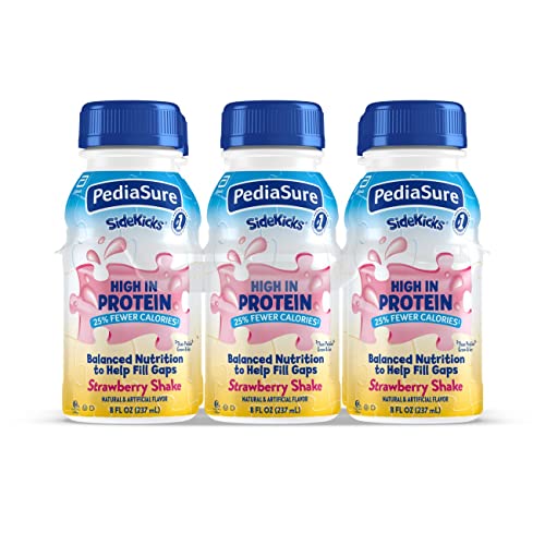 PediaSure SideKicks, 6 Shakes, Kids Protein Shake, With Key Nutrients and Protein to Help Kids Catch Up on Growth and Help Fill Nutrient Gaps, Strawberry, 8 fl oz