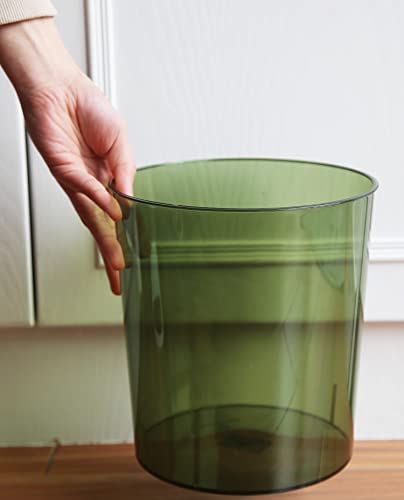 Clear Small Trash Can Wastebasket 1.5 Gallon Plastic Garbage Can Container Bin for Bathroom, Kitchen, Office, Bedroom, Home and Dorm Room Essentials (1.5 Gallons, Clear Green)