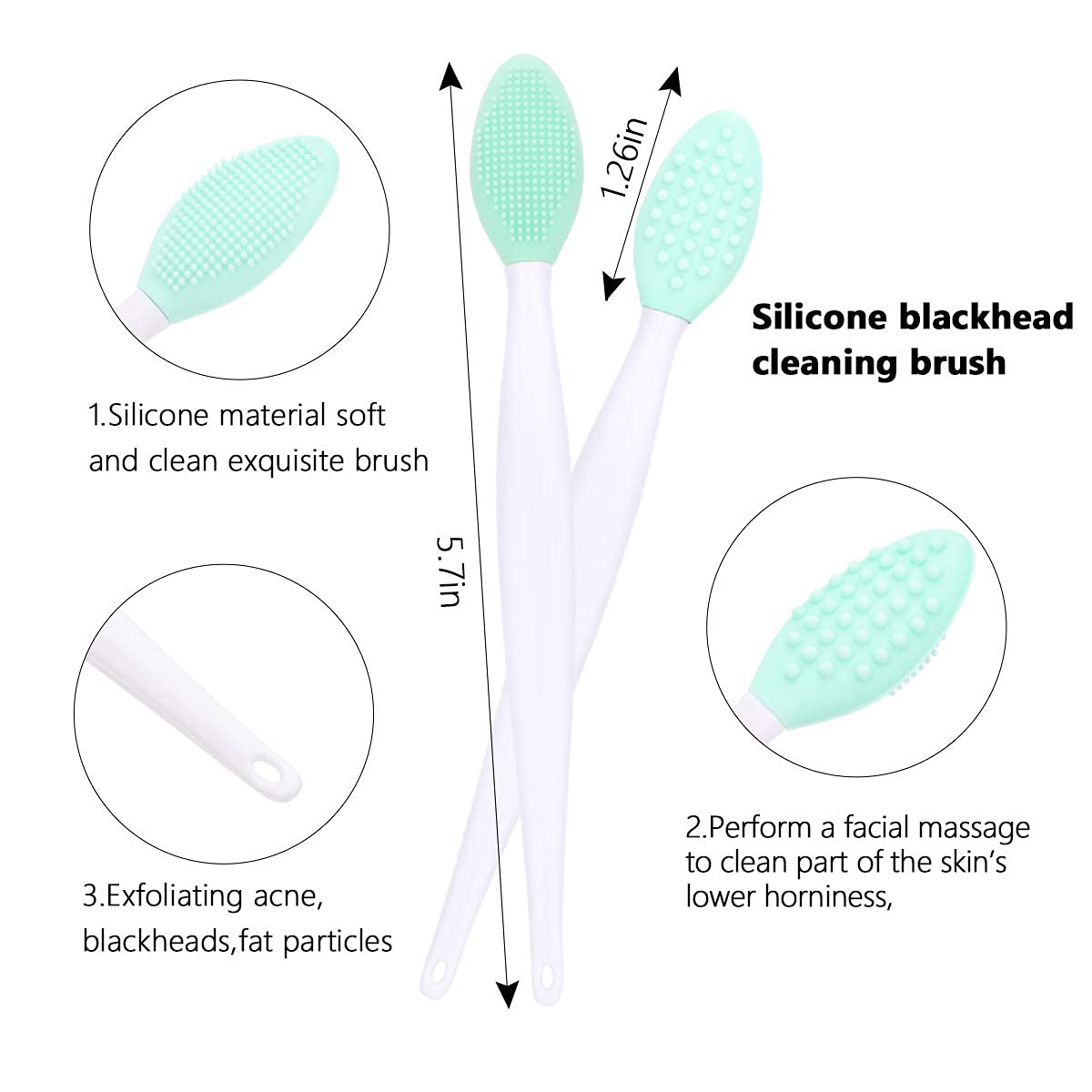 Lip Scrub Brush Silicone Facial Cleansing Brush -2PCS Lip Exfoliator Brush, 2PCS Face Scrubber Facial Cleansing Brush Blackhead Remover, 2PCS Silicone Face Mask Brush Mask Applicator