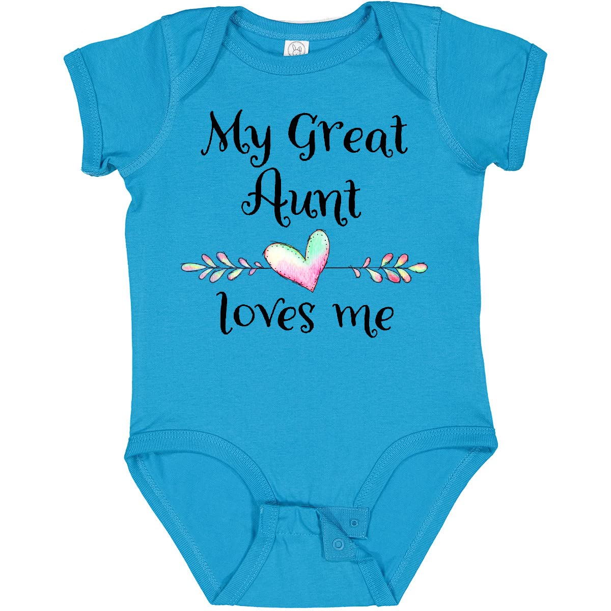 inktastic My Great Aunt Loves Me- Heart Baby Bodysuit 12 Months Turquoise 37612