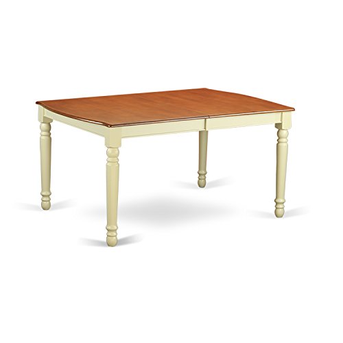 East West Furniture Dover 9 Piece Set Includes a Rectangle Dinner Table with Butterfly Leaf and 8 Dining Room Chairs, 42x78 Inch, Buttermilk & Cherry