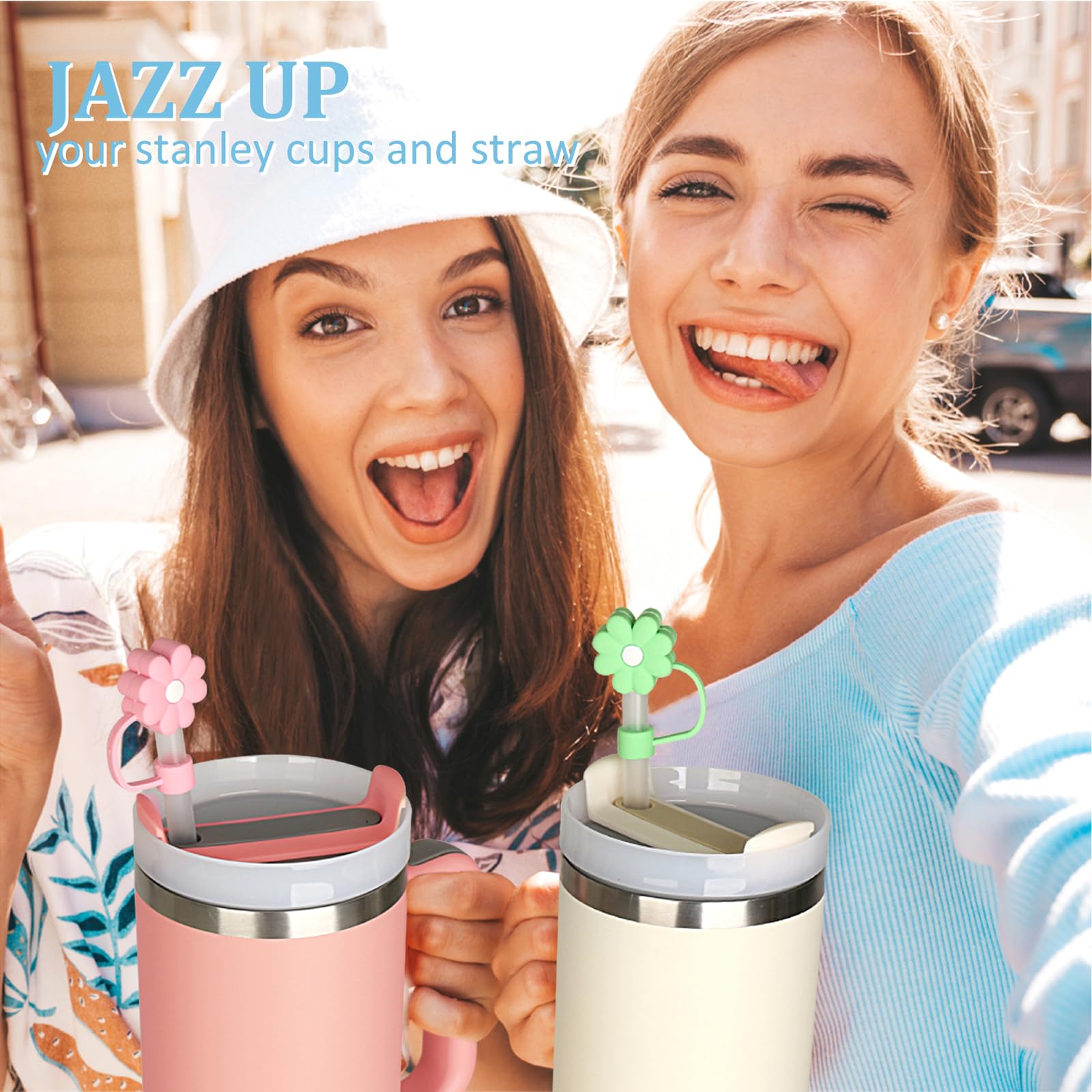 7PCS Straw Cover for Stanley 40&30 Oz Cup, 10mm Silicone Straw Covers Cap for Stanley Cup Accessories, Cute Cloud Flower Straw Topper for Tumblers, Straw Cap Stopper for Reusable Straws Tip Lids