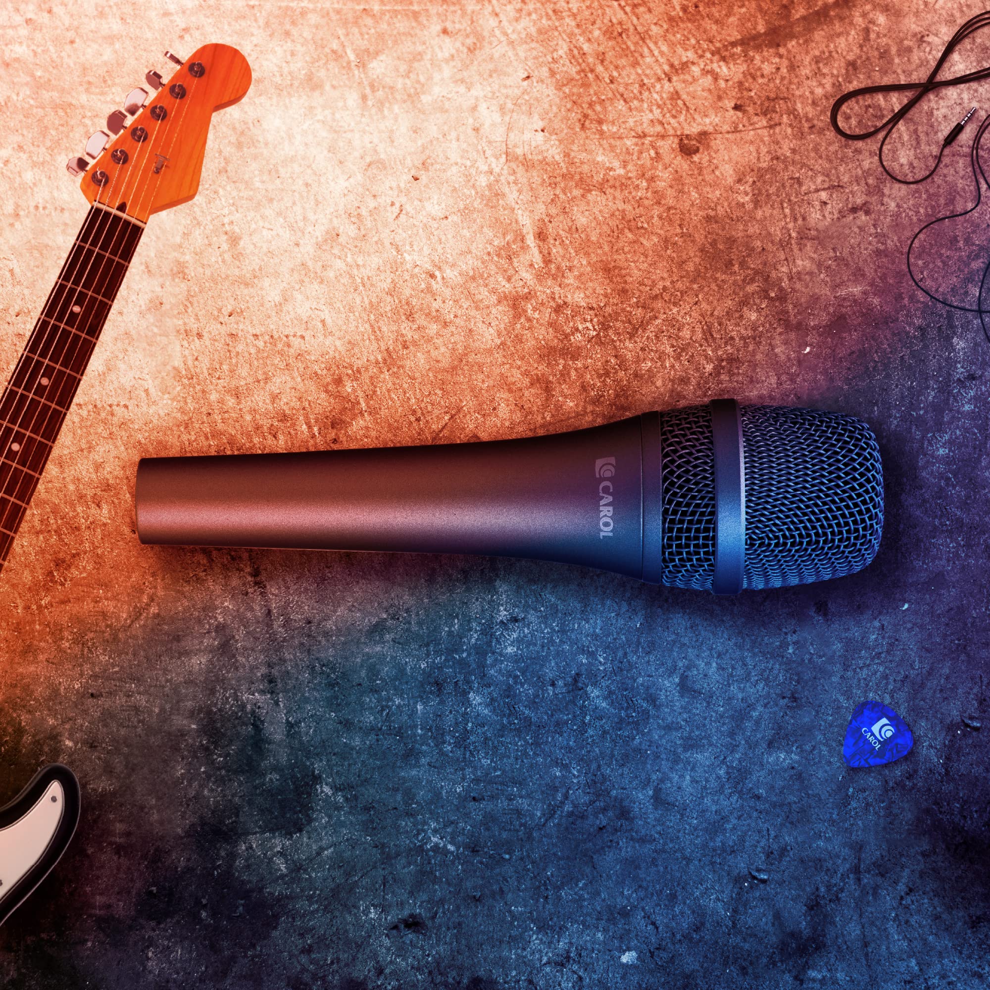 CAROL AC-910 Vocal Microphone - Cardioid Dynamic Microphone with AHNC Noise Cancellation, for Professional Live Stage Singing Performance, Includes Mic Clip and 14.8ft XLR Cable