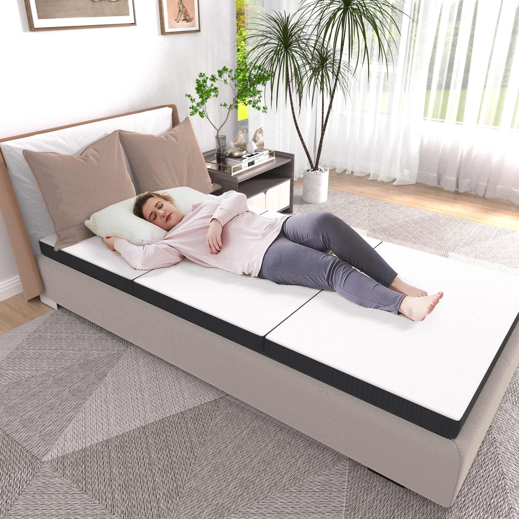 Folding Mattress, Tri-Fold Gel Memory Foam Mattress Portable Foldable Mattress with Washable Cover & Non-slip Bottom & Breathable Mesh Sides, Certipur-Us Certified, Fiberglass Free, (3 Inch, Twin XL)