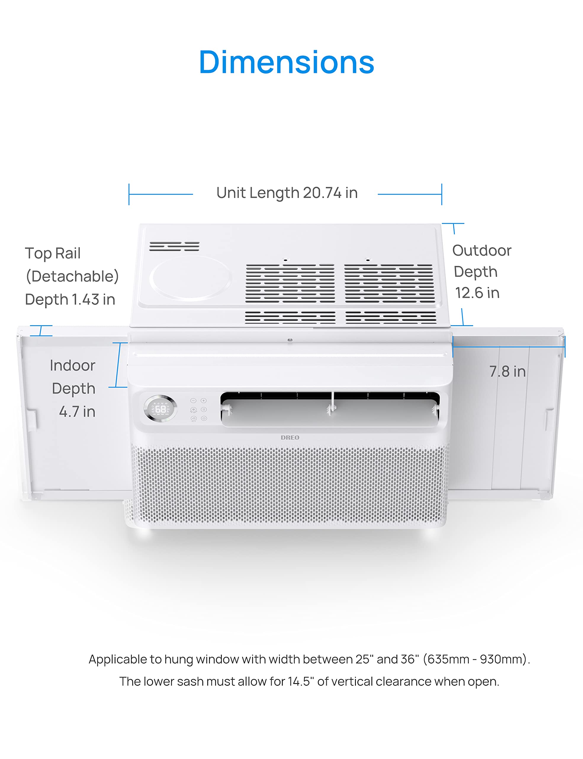 Dreo Inverter Window Air Conditioner, 7500 BTU AC Unit for Room Bedroom, Easy Installation, 42 db Ultra Quiet, ENERGY STAR Certified, 35% Energy Savings, Cools 200-350 sq ft