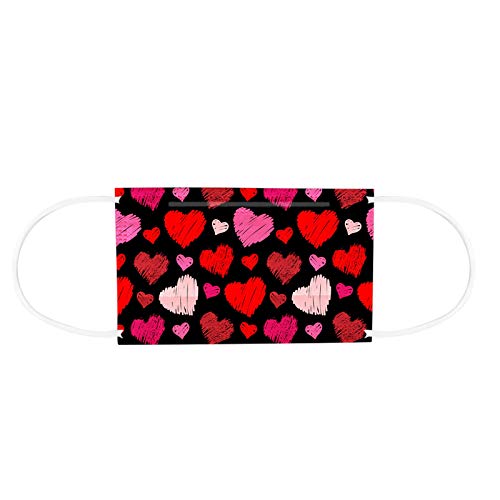 50PC Valentine's Day Face Masks Disposable for Adult Women, Holiday Disposable Face Masks with Designs Love Heart Facemasks (#01)