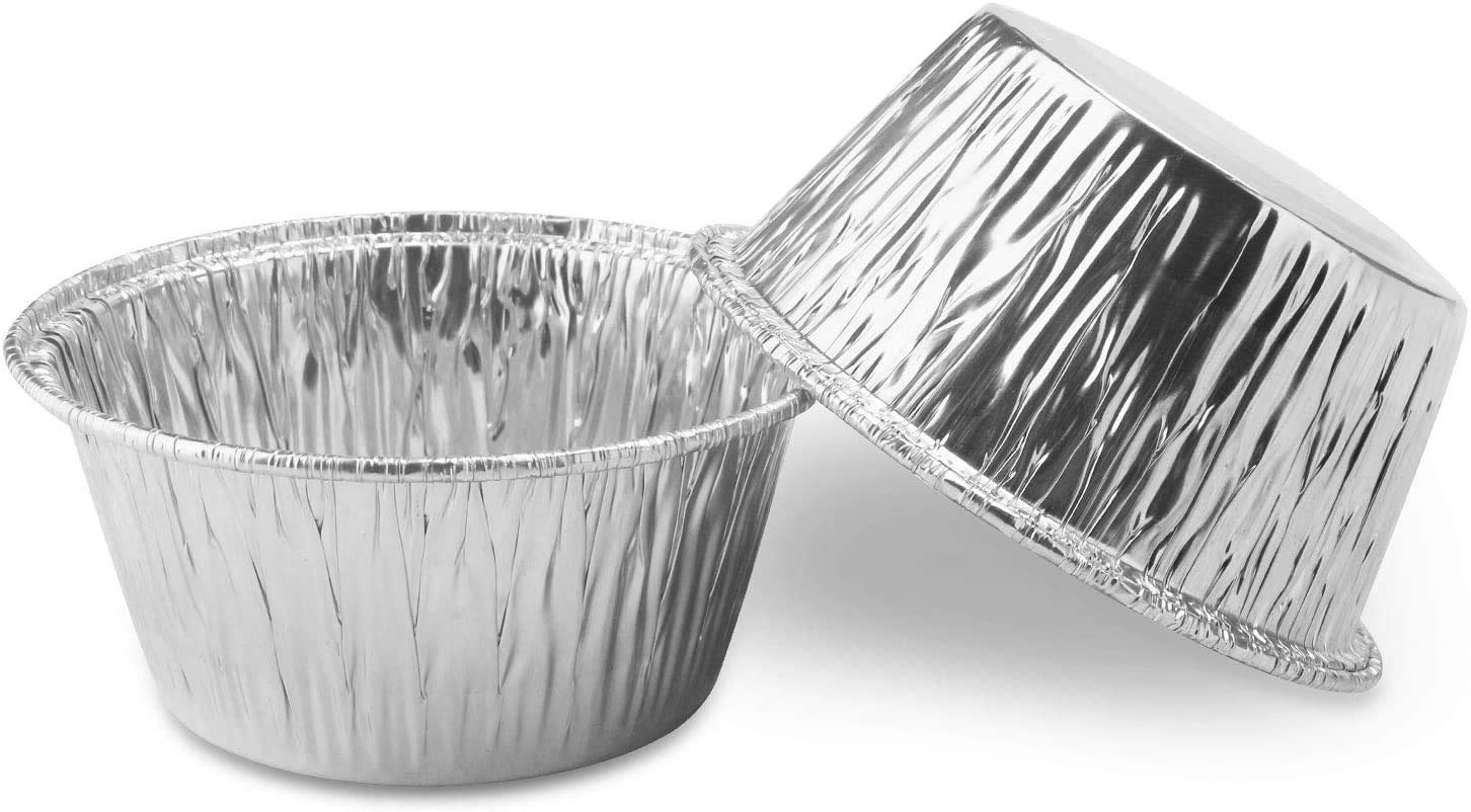 Aluminum Foil Ramekins - 150 Pack 4 oz Disposable Ramekin Aluminum Cupcake liners, Foil Baking Cups Muffin Liners Baking Cups Foil Cups Pans for Tart, Souffle, Appetizer