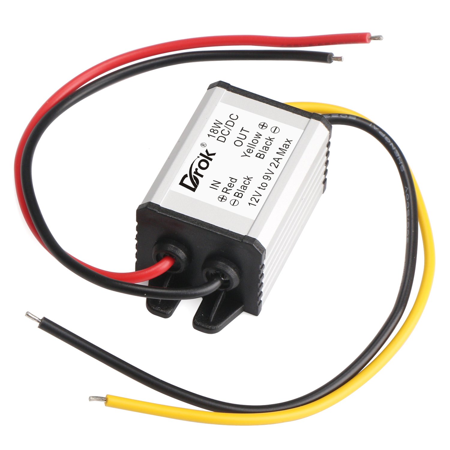 DROKÂŽ 12V to 9V 2A 18W DC/DC Buck Power Converter Voltage Step Dowm Power Supply Waterproof