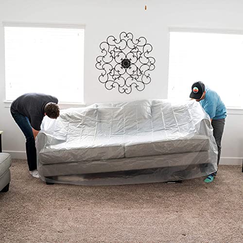 STARTWO Furniture Cover Plastic Couch Cover Heavy Duty Water Resistant Thick Clear | Sofa Slipover for Moving and Long Term Storage 42β(Width) x 92β(Depth) x 42"(Height)