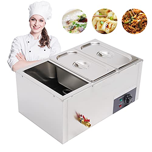 Electric Commercial Food Warmer,3-Pan Catering Food Warmer Steam Table Stainless Steel Bain Marie Buffet Countertop with Temperature Control & Lid for Parties, Catering