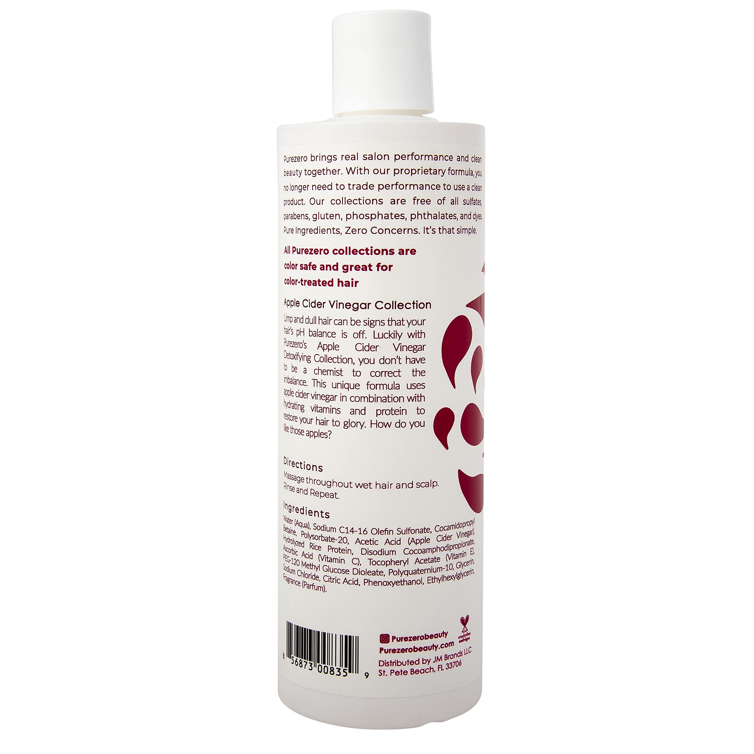 Purezero Apple Cider Vinegar Shampoo & Conditioner Set - Detox Scalp & Hair - pH balanced -Increase Hydration - Zero Sulfates, Parabens, Dyes - 100% Vegan & Cruelty Free - Great For Color Treated Hair