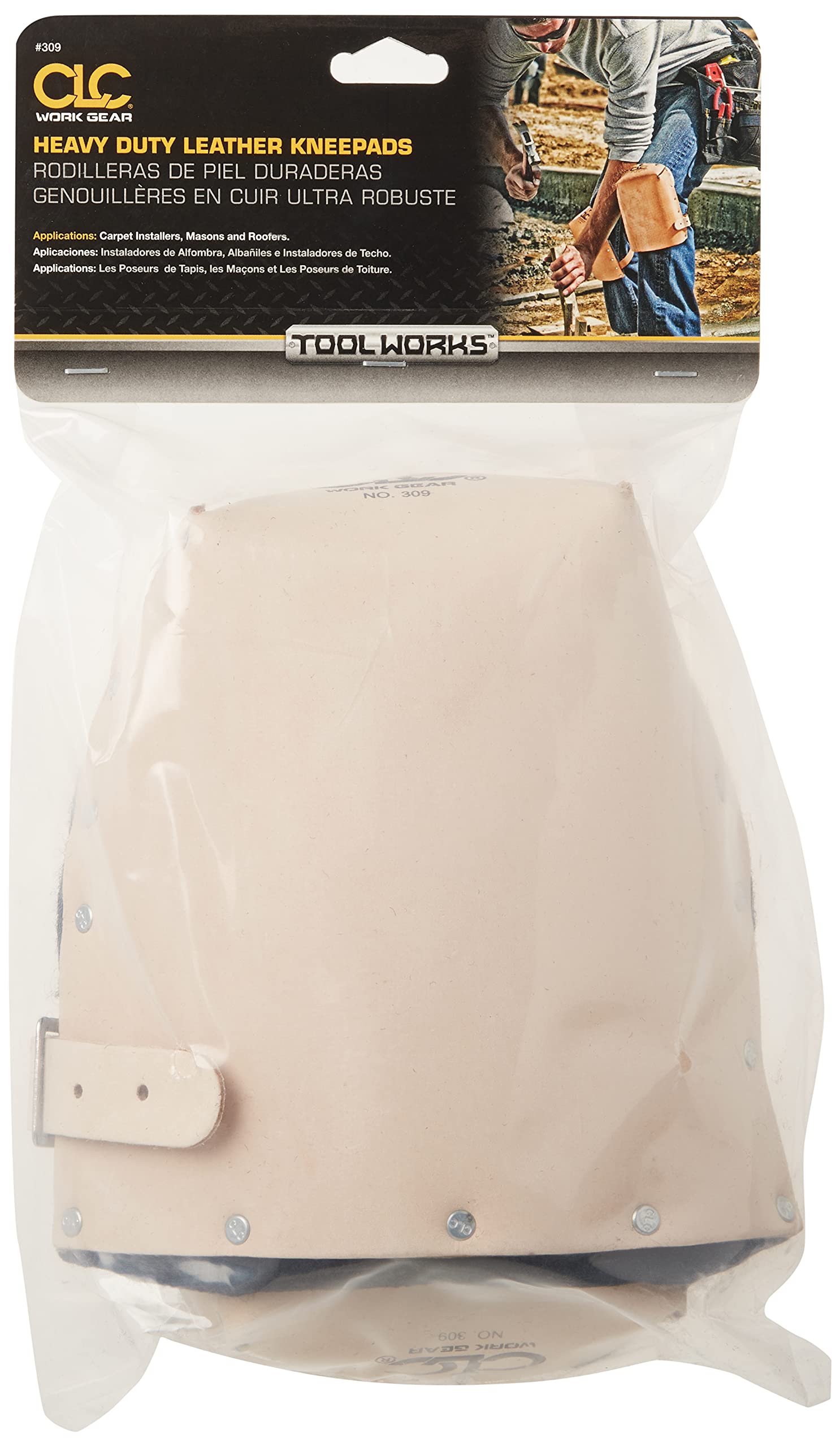 CLC Custom Leathercraft 309 Leather Kneepads, Heavy Duty,Tan