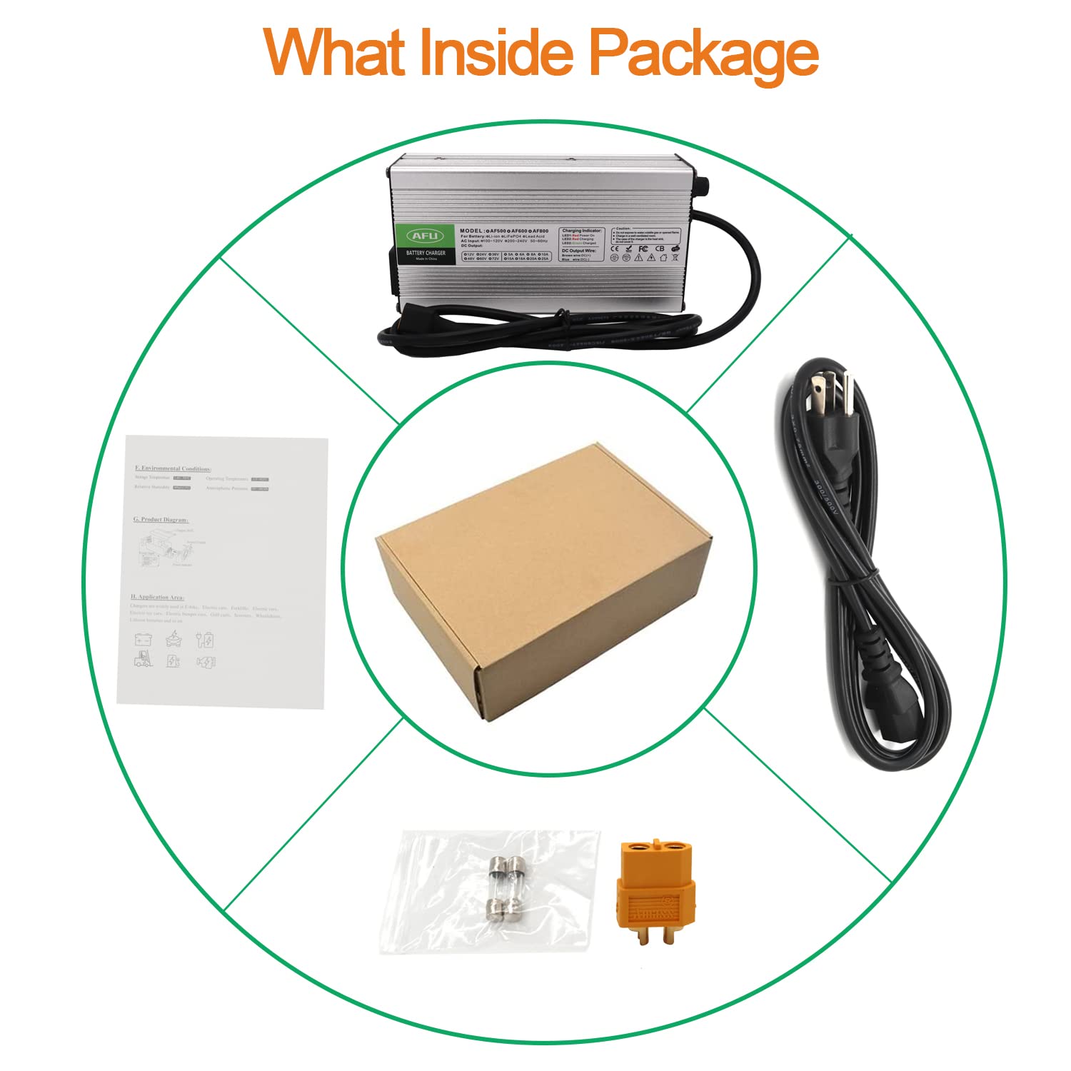 84V 4A Lithium Charger with Cooling Fan Silver Aluminum Case Safe and Durable Used for 20S 72V Lithium Battery Smart Charger DC Output XT60 Male Connector