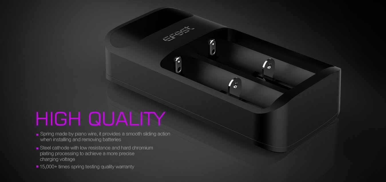 Efest LUSH Q2 Intelligent LED Battery Charger Compatible with Lithium IMR 3.6V and 3.7V Batteries