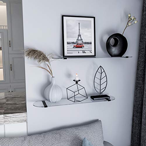whitebeach Glass Shelf Bathroom,Set of 3 Glass Shelves Floating Wall Shelf Display Ledges β Storage for Bedroom, Living and Hallway (Hardware Included)