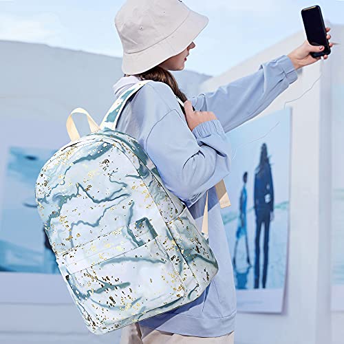 Bluboon Teen Girls School Backpack Kids Bookbag Set with Lunch Box Pencil Case Travel Laptop Backpack Casual Daypacks (Gray)
