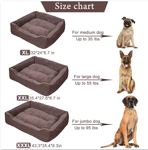 PUPPBUDD Dog Beds for Large Dogs, Rectangle Washable Dog Bed Comfortable and Breathable Pet Sofa Warming Orthopedic Dog Bed for Large Medium Dogs