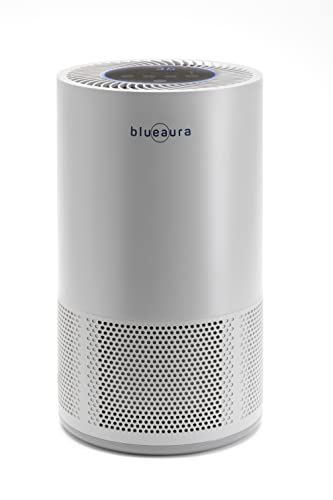 BLUE AURA PURE Air Purifier. H13 True HEPA Filter. Ideal for Home, Bedroom, Living room, Kitchen. Ozone-Free. 26db Quiet & Powerful. Wifi & App Enabled. Cleans 215 sq. ft in 15 min. AUTO. Slate Gray.