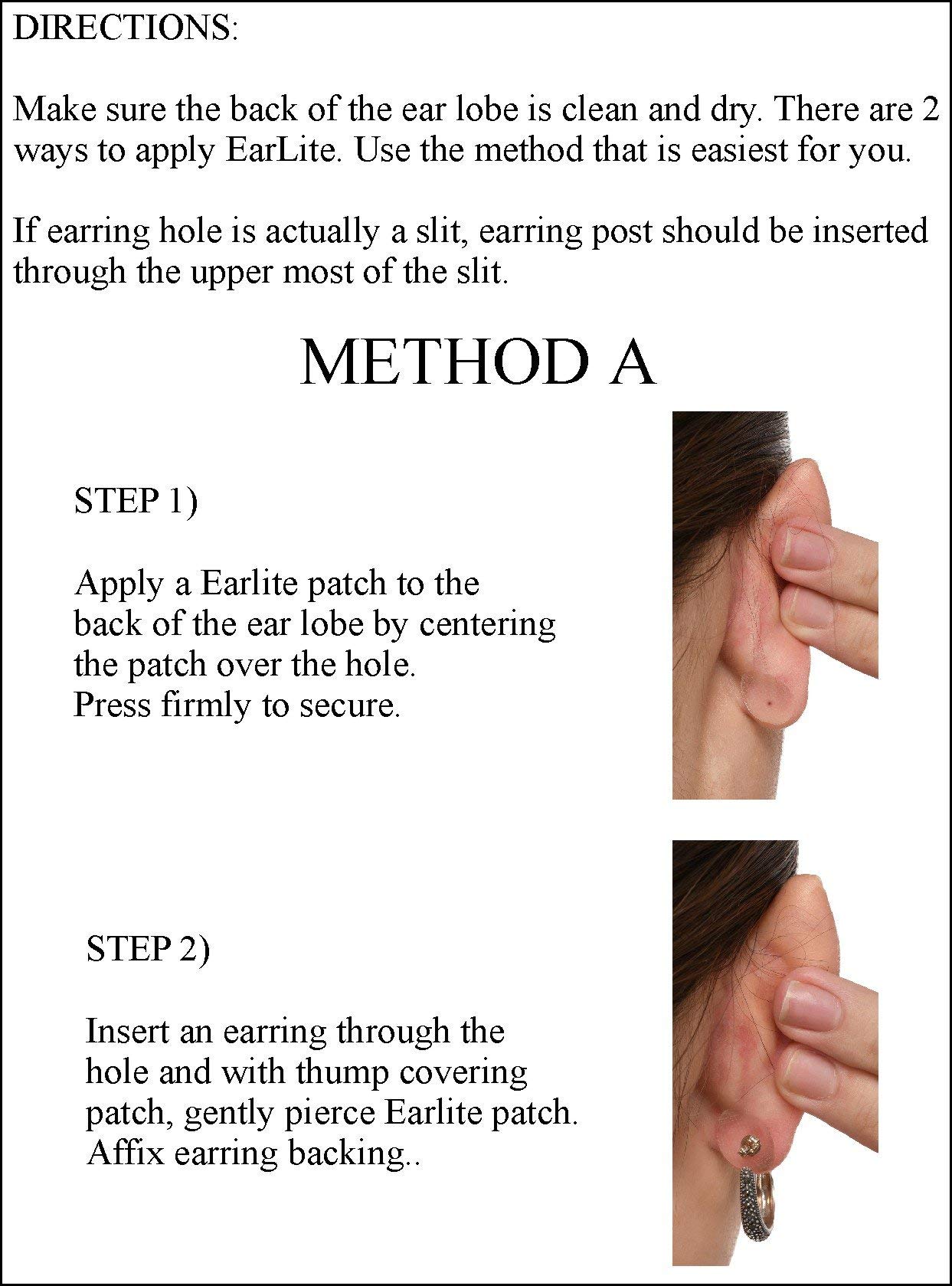 EarLite 240 (60 Ea X 4 Packs) Invisible Earring Ear Support Waterproof Patches in ZipLock Pouch - Made in USA