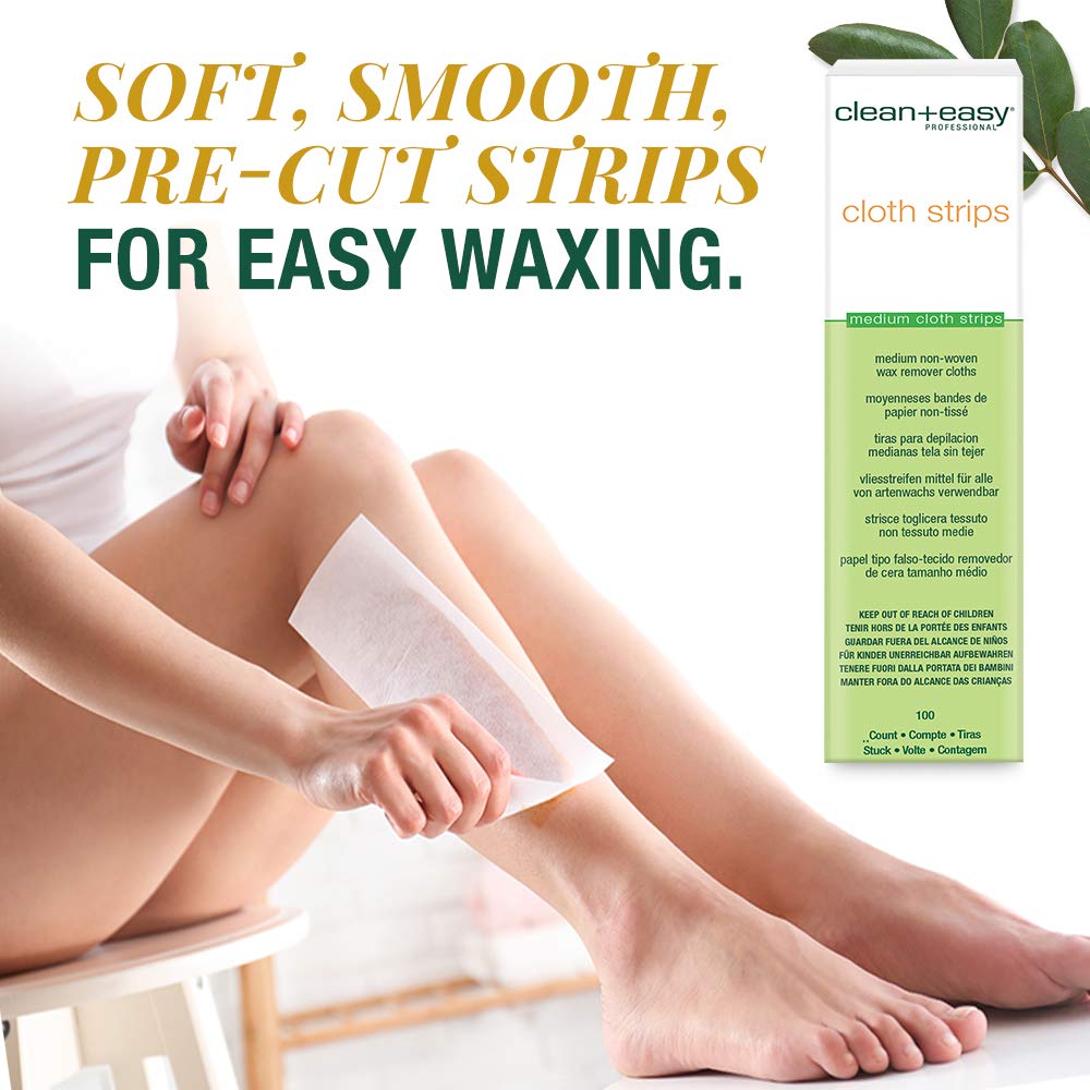 Clean + Easy Cloth Strips, Medium Non-Woven, Wax Remover Cloths, 100-ct, 1-pack